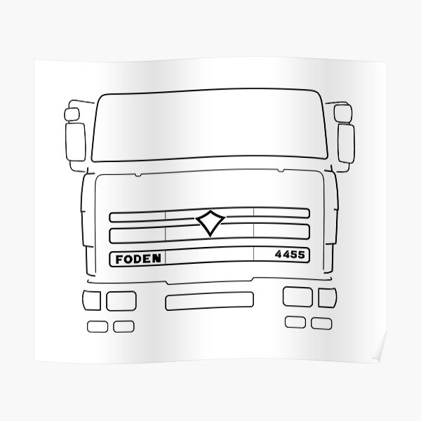 Póster «Gráfico de contorno negro de camión clásico Foden 4455» de ...