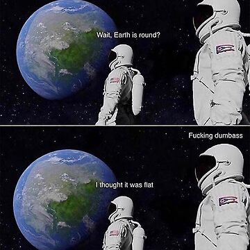 "Wait, the earth is round? Flat earth astronauts meme" Art Board Print ...