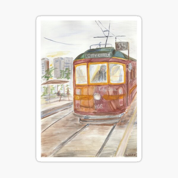 "Melbourne City circle tram" Sticker by Lankani-S | Redbubble
