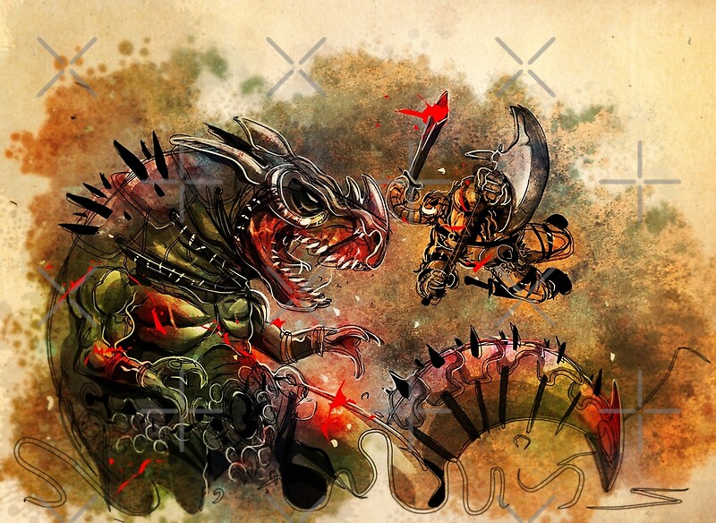 "Manstodon versus the Swamp Tyrant" by Simon Sherry | Redbubble