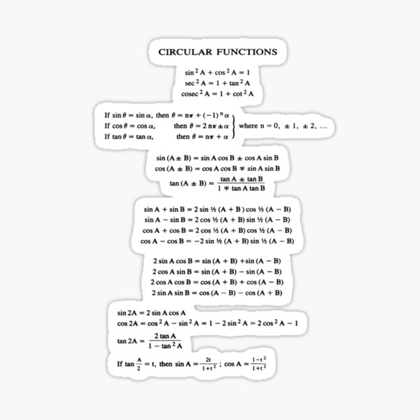 "Trigonometry: Circular Functions" Sticker by VernierScale | Redbubble