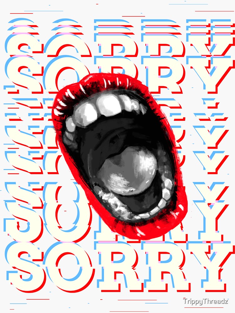 "Screaming Sorry Glitched" Sticker by TrippyThreadz | Redbubble