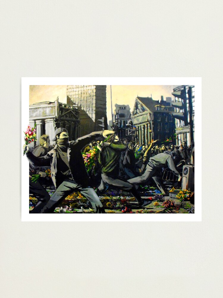 "Flower Thrower Riot G20 Oil Painting" Photographic Print for Sale by ...
