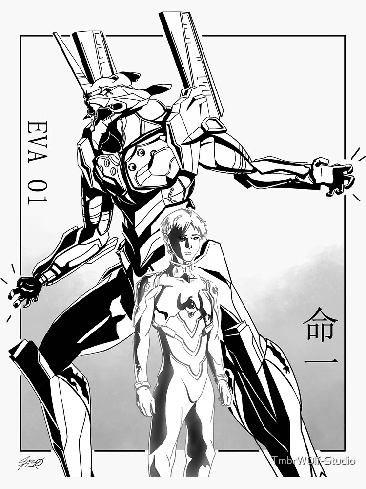 "Original Shinji + Eva 01 Print" Sticker for Sale by TmbrW0lf-Studio ...