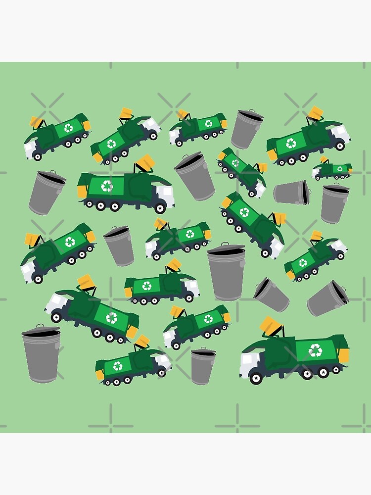 Recycling Garbage Truck Pattern Pin Button