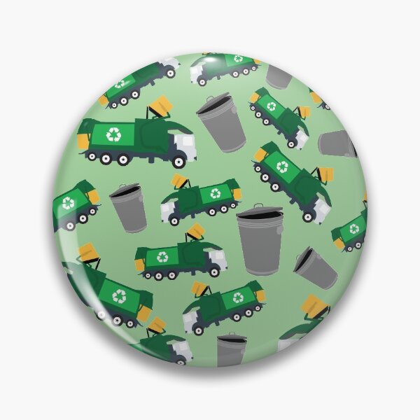 Recycling Garbage Truck Pattern Pin Button