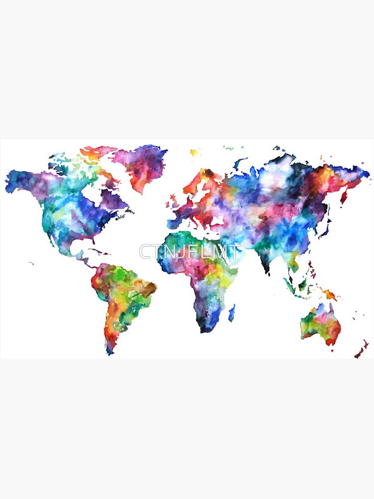 "Watercolor World Map" Sticker for Sale by CTNJFLMT | Redbubble