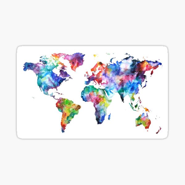"Watercolor World Map" Sticker for Sale by CTNJFLMT | Redbubble