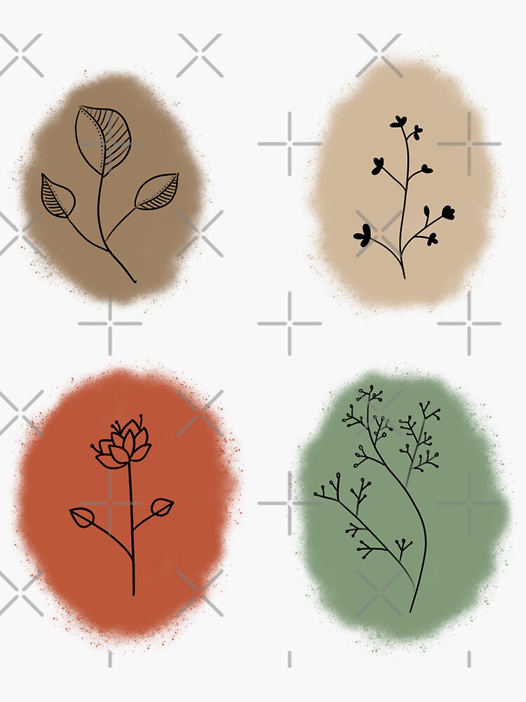 "Plant / flower doodle sticker pack of 4" Sticker for Sale by Skr1986 ...
