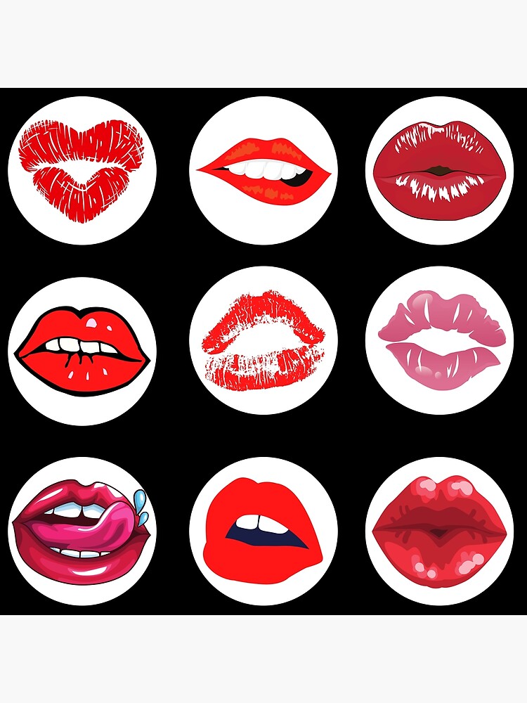 "funny kissing lips sticker pack" Poster by farhadaali | Redbubble