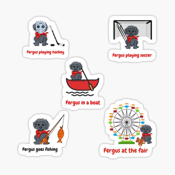 "Fergus On The Go Sticker Pack" Sticker by SportyDogShop | Redbubble