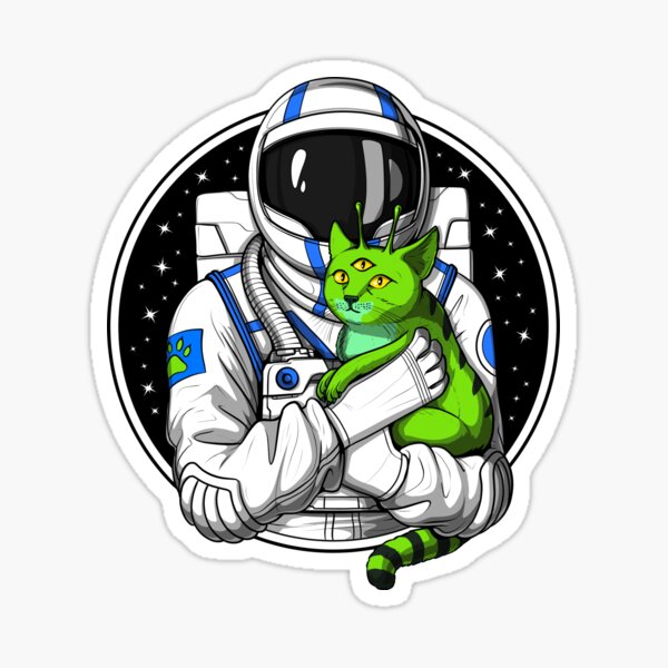 "Astronaut Alien Cat Lover" Sticker by underheaven | Redbubble