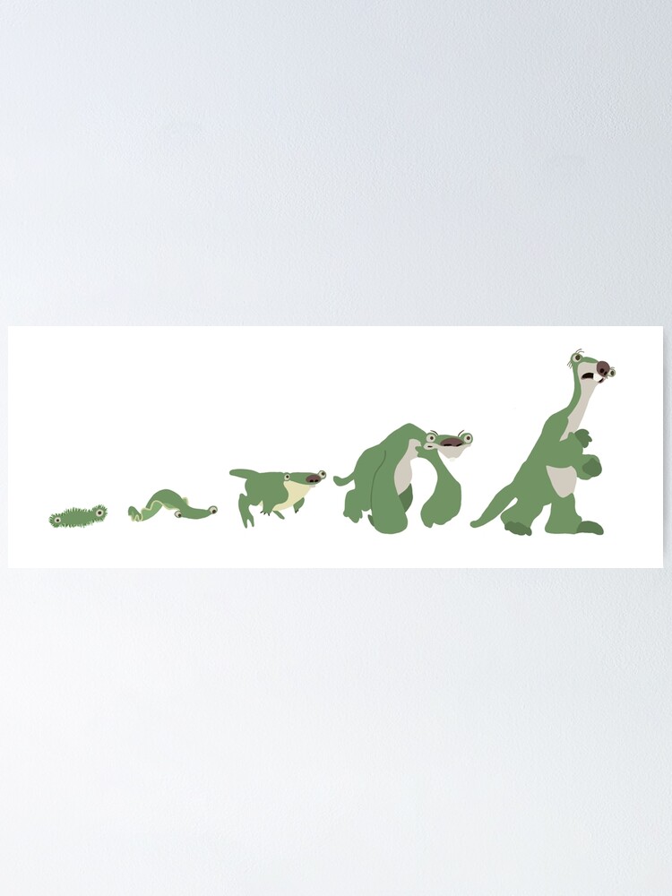 "Ice Age Sid the Sloth Evolution in Color" Poster for Sale by ...