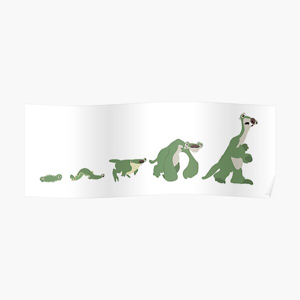 "Ice Age Sid the Sloth Evolution in Color" Poster for Sale by ...