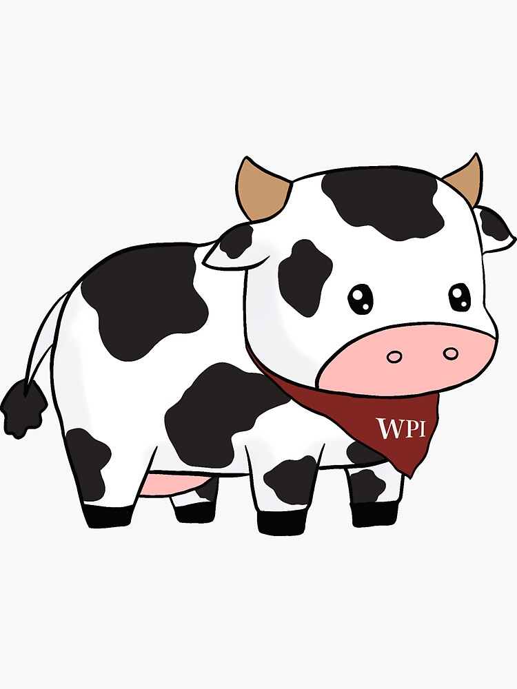 "Animated WPI Cow" Sticker for Sale by karavCreations | Redbubble