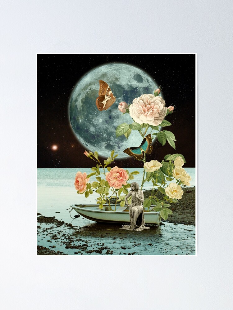 "MOONLIGHT | Vintage Botany, Glamour, Moonlit Sea, Surreal Digital ...
