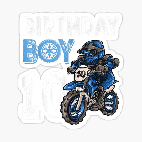 "Motocross Mx 10th Gift 10 Year Old Dirt Bike Birthday Party " Sticker ...