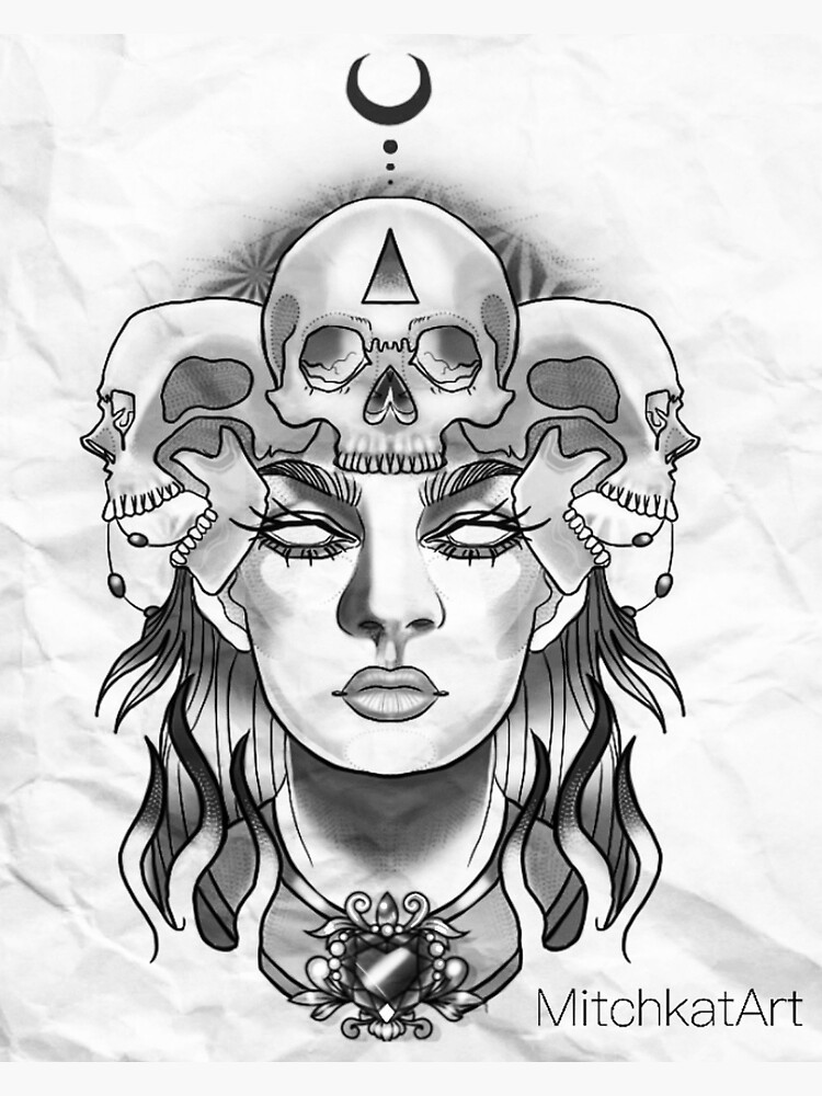 "Triple Skull" Sticker for Sale by MitchkatArt | Redbubble