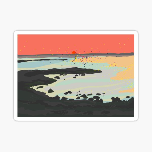 "Jeju Island sunset beach illust" Sticker for Sale by jindori | Redbubble