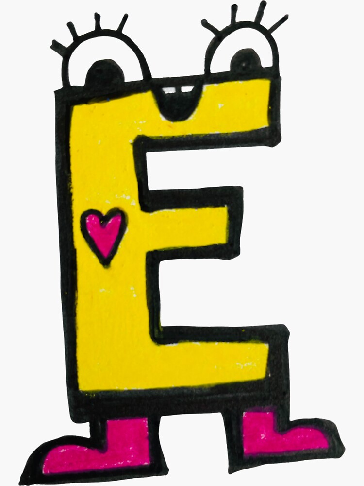 "E is for Excellent: Letter E Alien Robot" Sticker by StudioZeta ...