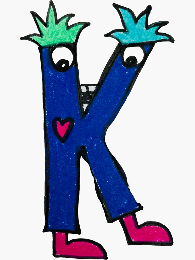 "K is for Kreative: Letter K Alien Robot" Sticker by StudioZeta | Redbubble