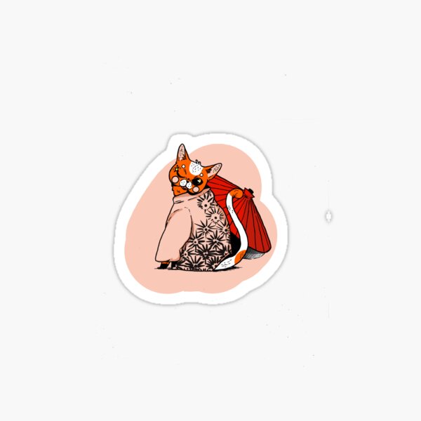 "Kasa the Kimono Cat (Original Japanese-inspired design)" Sticker by ...