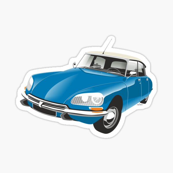 "Citroën DS blue" Sticker for Sale by car2oonz | Redbubble