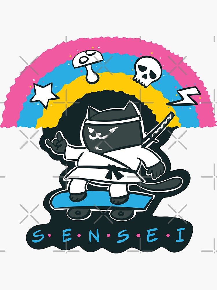 "Very Cool Sensei Skater Cat " Sticker for Sale by MarinaBH | Redbubble