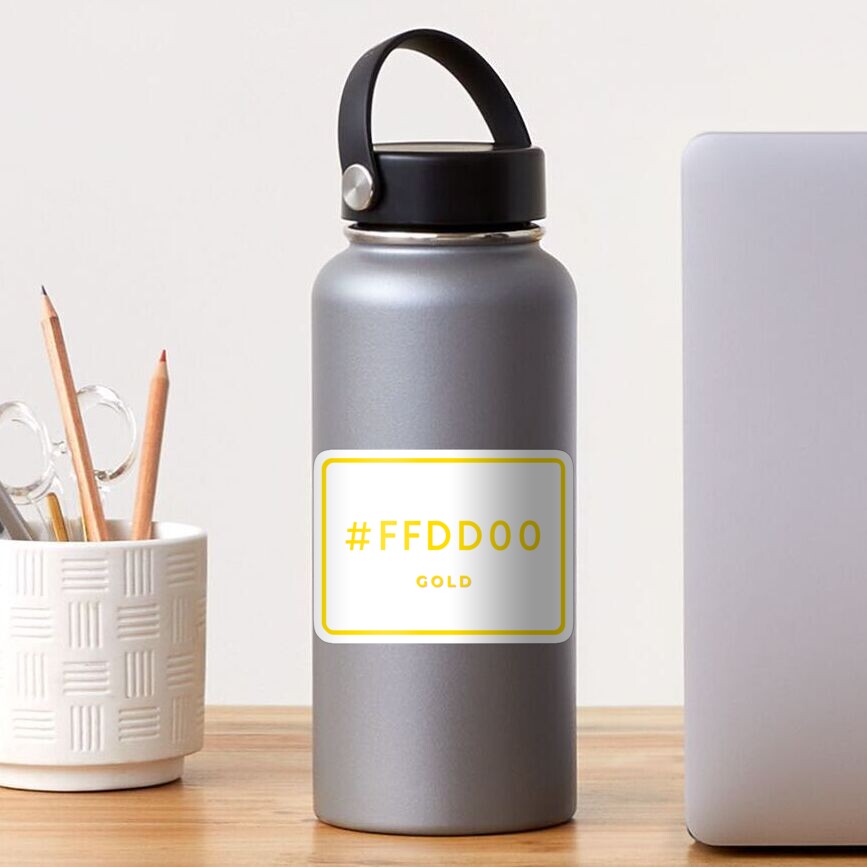 "GOLD Hex Code Color #FFDD00" Sticker for Sale by MinimalSketches ...