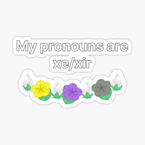 "Xe/Xir Enby Flower Print" Sticker by RainGardens | Redbubble