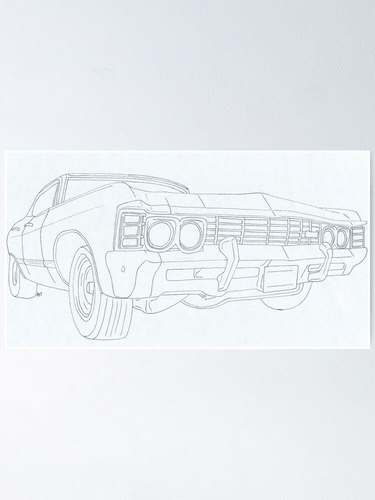 "1967 Chevy Impala outline drawing" Poster for Sale by FanartAft ...