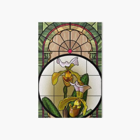 "Lady Slipper Orchid Stained Glass Window" Art Board Print by ...
