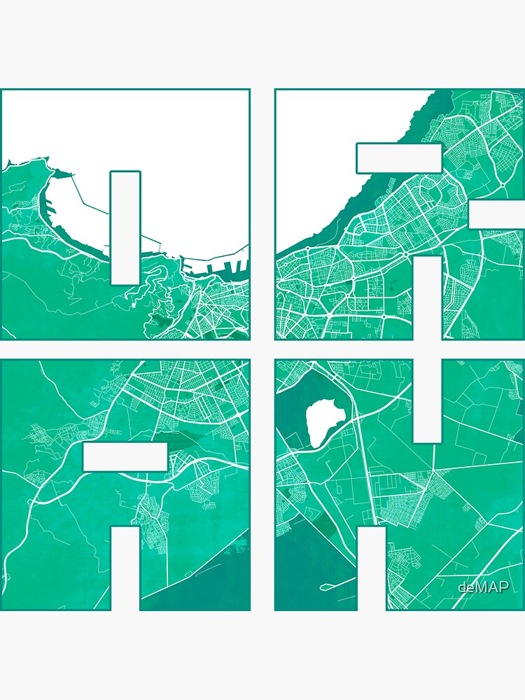 "Oran City Map of Algeria - Watercolor" Sticker by deMAP | Redbubble