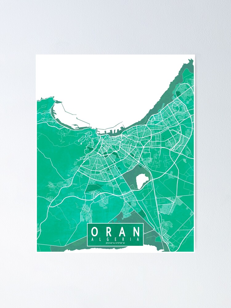"Oran City Map of Algeria - Watercolor" Poster by deMAP | Redbubble