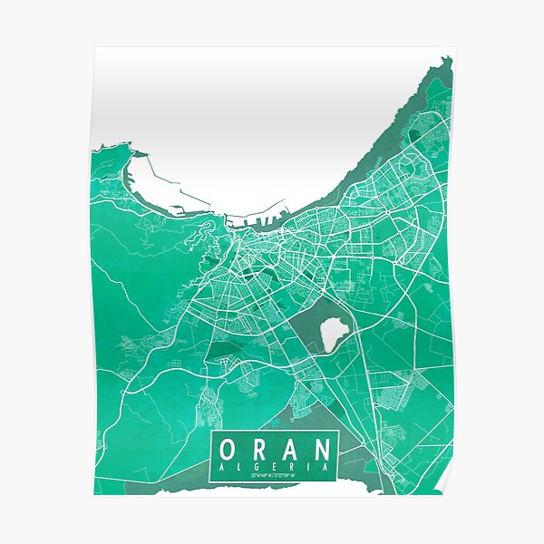 "Oran City Map of Algeria - Watercolor" Poster by deMAP | Redbubble