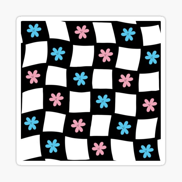 "Floral Checker Board - Trans Pride " Sticker by JuneNostalgia | Redbubble