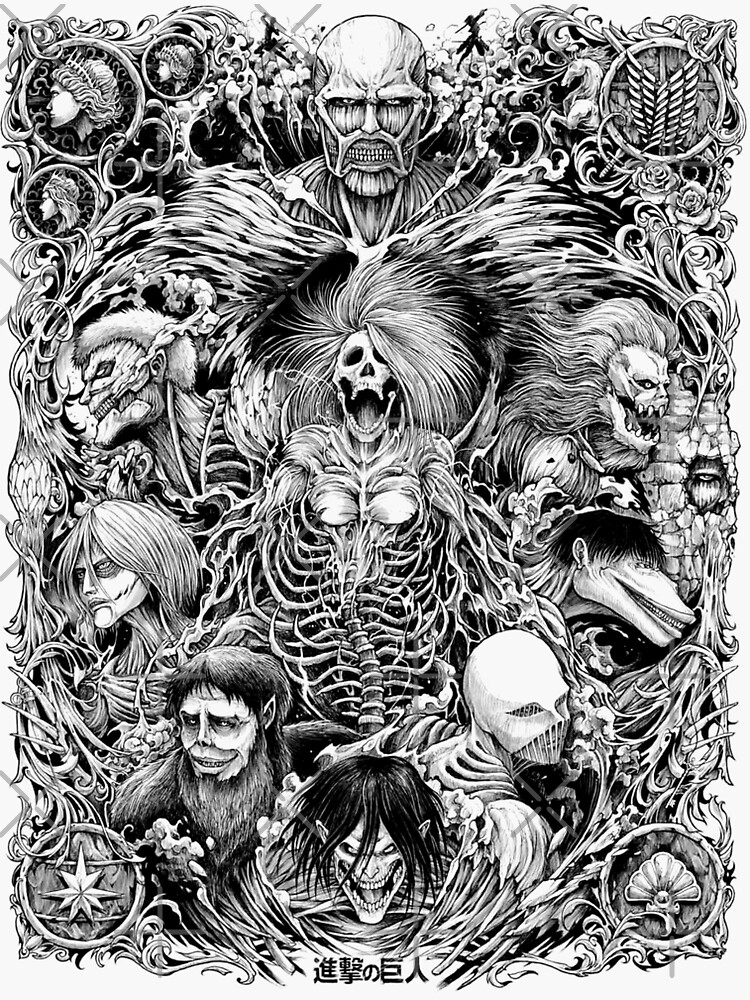 "Attack on Titan Graphic Design" Sticker by aleajsstuff | Redbubble