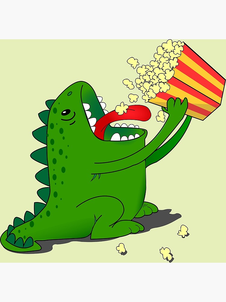 "Cute little dragon with a big bucket of popcorn" Poster for Sale by ...