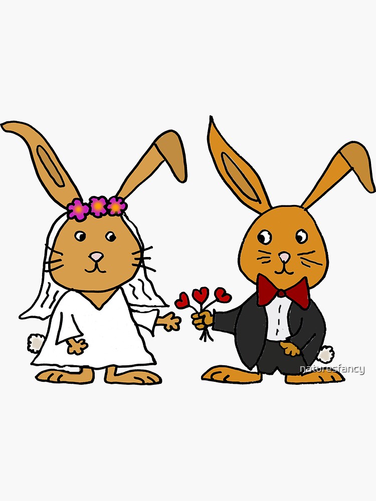 "Cool Funny Bunny Rabbit Wedding Cartoon" Sticker for Sale by ...