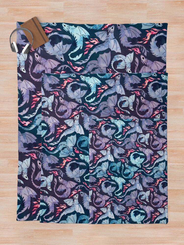 "Dragon fire dark turquoise and purple" Throw Blanket for Sale by ...