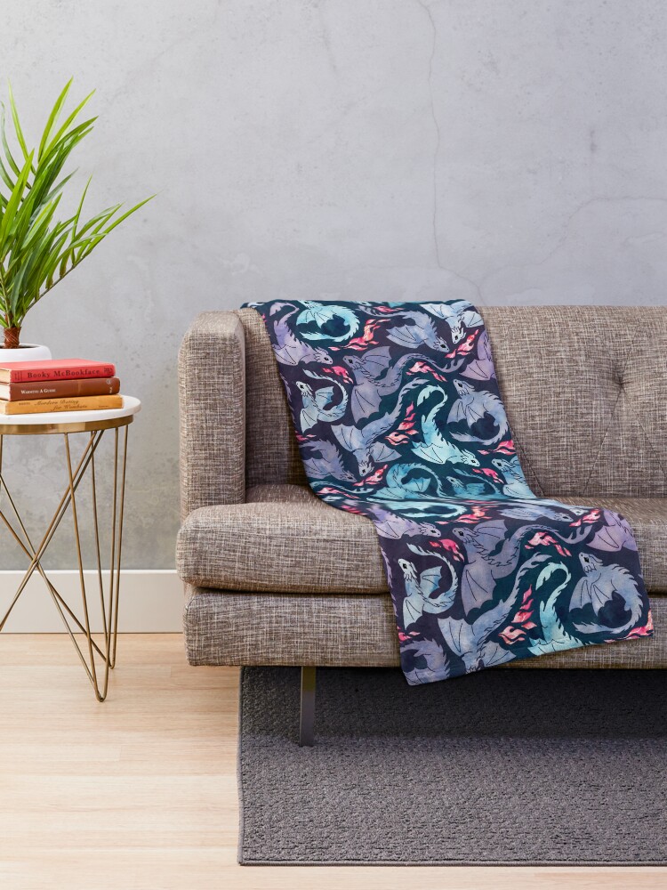 "Dragon fire dark turquoise and purple" Throw Blanket for Sale by ...