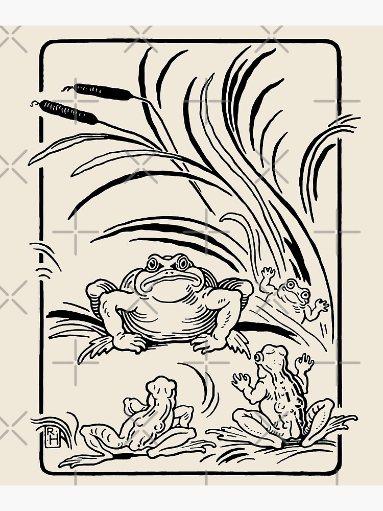 "Cute Cottagecore Funny Angry Frog - Vintage Froggie Outline ...