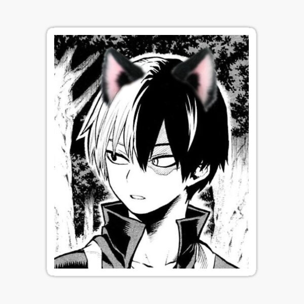 "cat ears todoroki (manga)" Sticker for Sale by EllaMeggison | Redbubble
