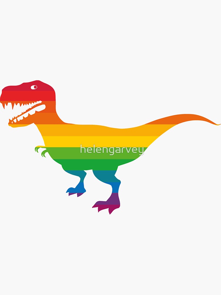 "T-rex - rainbow" Sticker for Sale by helengarvey | Redbubble