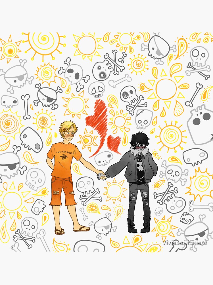 "Solangelo Suns and Skulls" Sticker for Sale by VivianaDiChiara | Redbubble