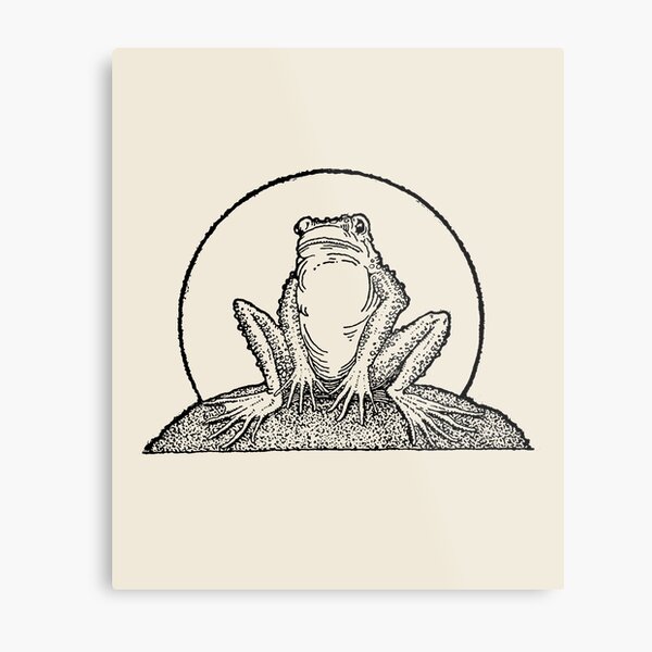 Lámina metálica «Cute Vintage Cottagecore Frog Sitting - Sapo triste ...