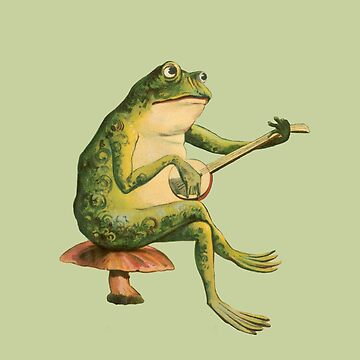 "Melancholic Vintage Frog: Banjo Player on Mushroom Toadstool ...