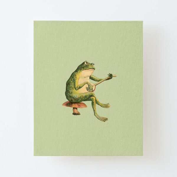"Melancholic Vintage Frog Playing Banjo on Mushroom Toadstool ...