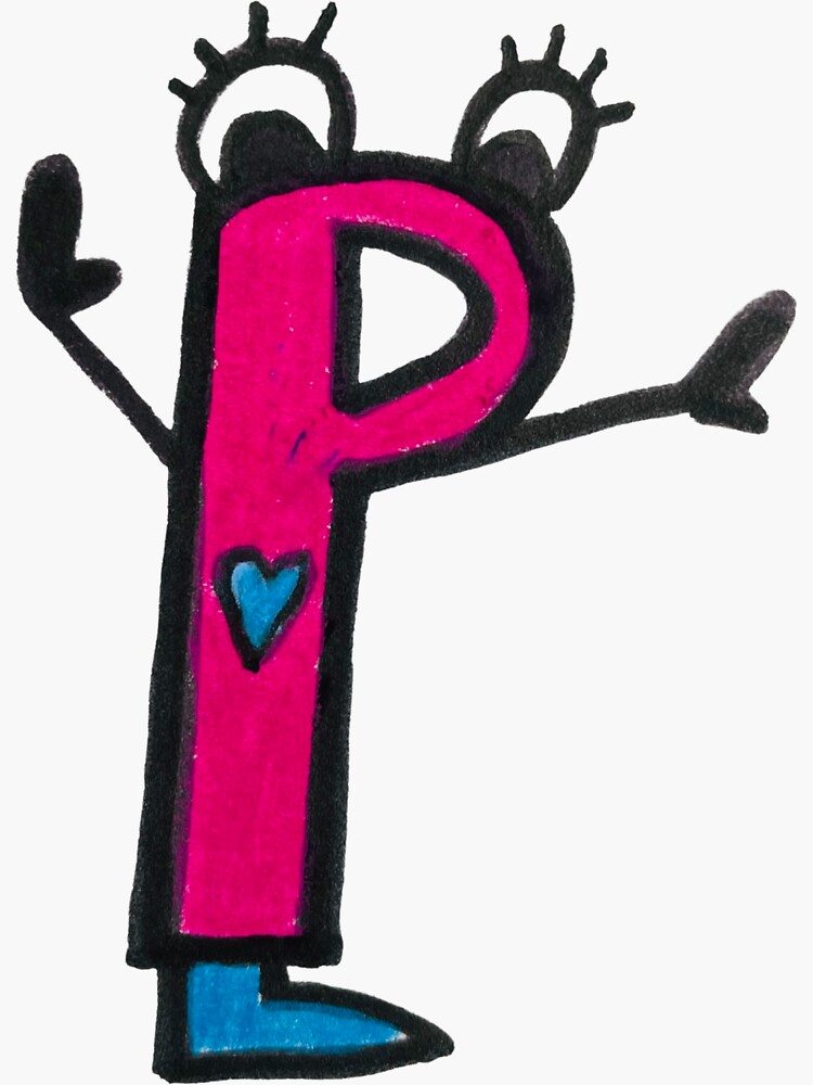"P is for Playful: Letter P Alien Robot" Sticker by StudioZeta | Redbubble