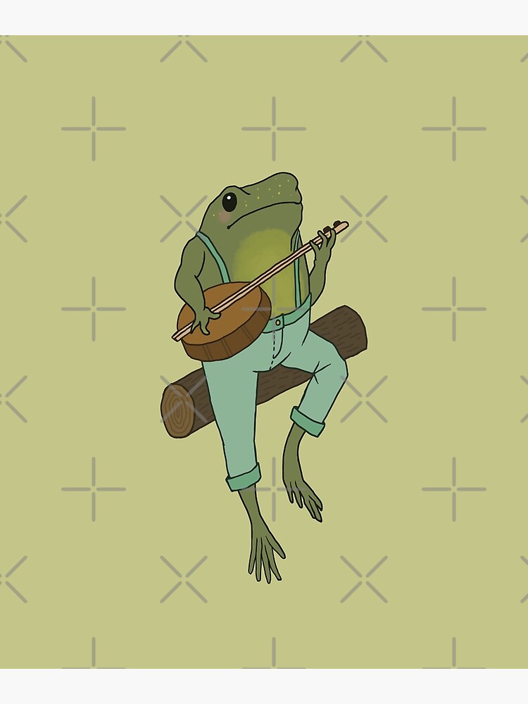 Poster « Cottagecore Guitar Froggy - Grenouille mignonne jouant du ...